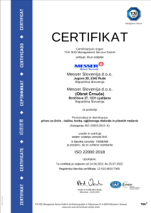 Certifikati – SHEQ - Messer Slovenija d.o.o